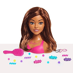 Barbie Small Styling Head, Brown Hair, Includes 20 Pieces and Customizable Barrettes