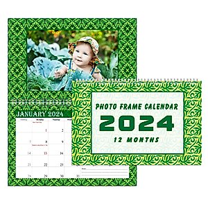 2024 Photo Frame Wall Spiral-bound Calendar (Add Your Own Photos) - 12 Months Desktop/Wall Calendar/Planner - (Edition #06)