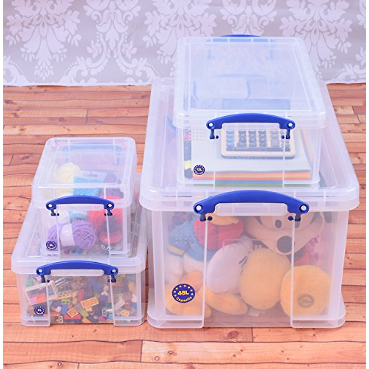 Really Useful 48 + 12 + 9 + 3 Litre Storage Box, Clear, Starter Pack