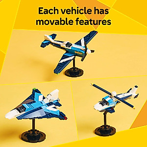 LEGO Creator 3 in 1 Aircraft Race Plane Toy - Building Toy with 3 Building Options, Airplane, Fighter Jet, or Helicopter - Gift Idea for Kids, Boys and Girls, Ages 7+ - 31160