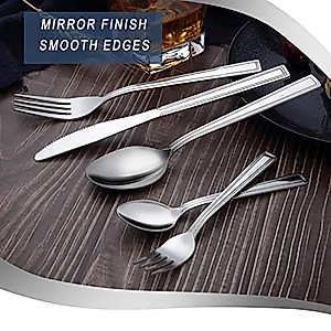 Silverware Set, Hunnycook 60-piece Silverware Set for 12, Stainless Steel Flatware Set, Include Fork Knife Spoon Set, Mirror Polished, Dishwasher Safe, Cutlery Set for Home Kitchen Restaurant
