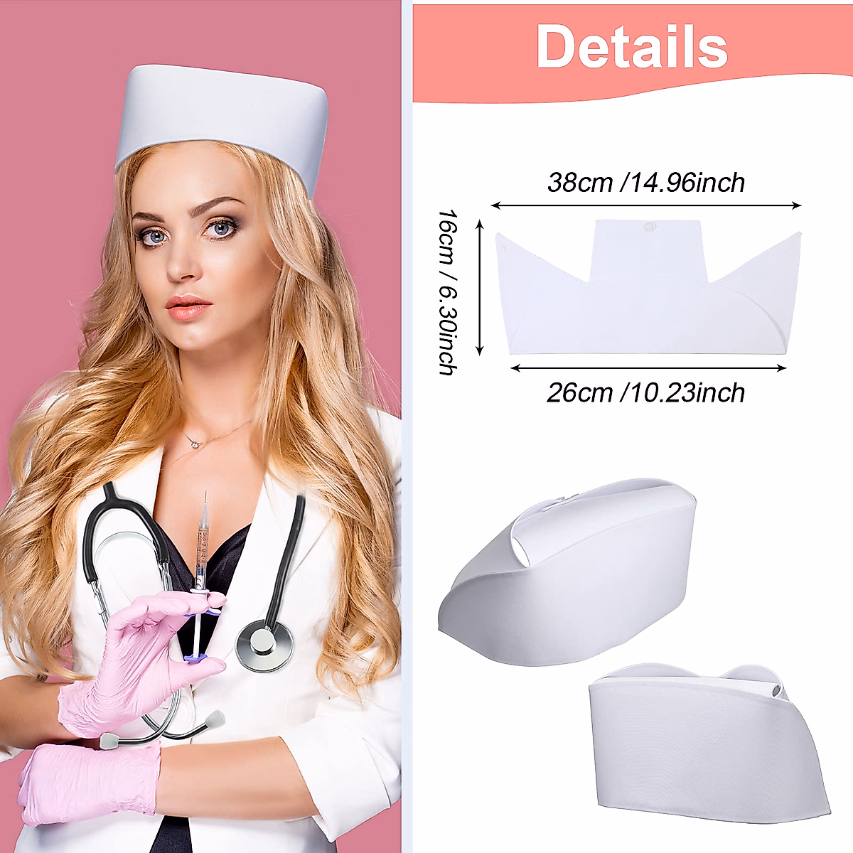 Sumind Stethoscope Nurse Hat Halloween Costume Accessory for Paramedic Doctor Nurse Cosplay Costume Accessories for Men and Women As Pictures Shown