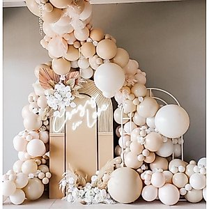 Double Stuffed Neutral Beige And White Sand Balloons Garland Blush Ivory Apricot Balloons Cream White Sand Balloons Arch Kit For Baby Shower Gender Reveal Birthday Boho Party Decorations
