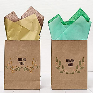 Whaline 100 Sheet Assorted Tissue Paper Folded Flat Green Gold Brown Gift Wrapping Paper Art Paper for St Patrick's Day DIY Gift Wrapping Birthday Easter Baby Shower Wedding Craft Making, 14 x 20 in