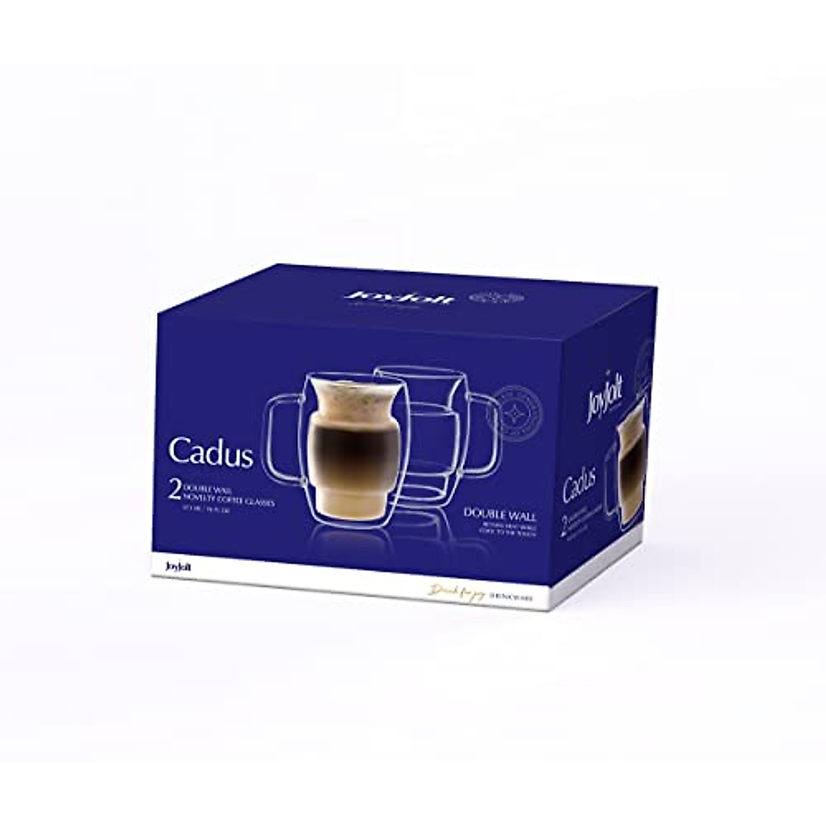 JoyJolt Cadus Glass Coffee Cups Double Wall Insulated Mugs Set of 2 Latte Glasses, 16-Ounces.