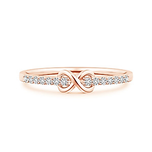 Pure Ignis Round H SI2 Lab Created Diamond Infinity Promise Ring For Her in 14k Rose Gold (Ring For Her Size 6.5) - April Birthstone