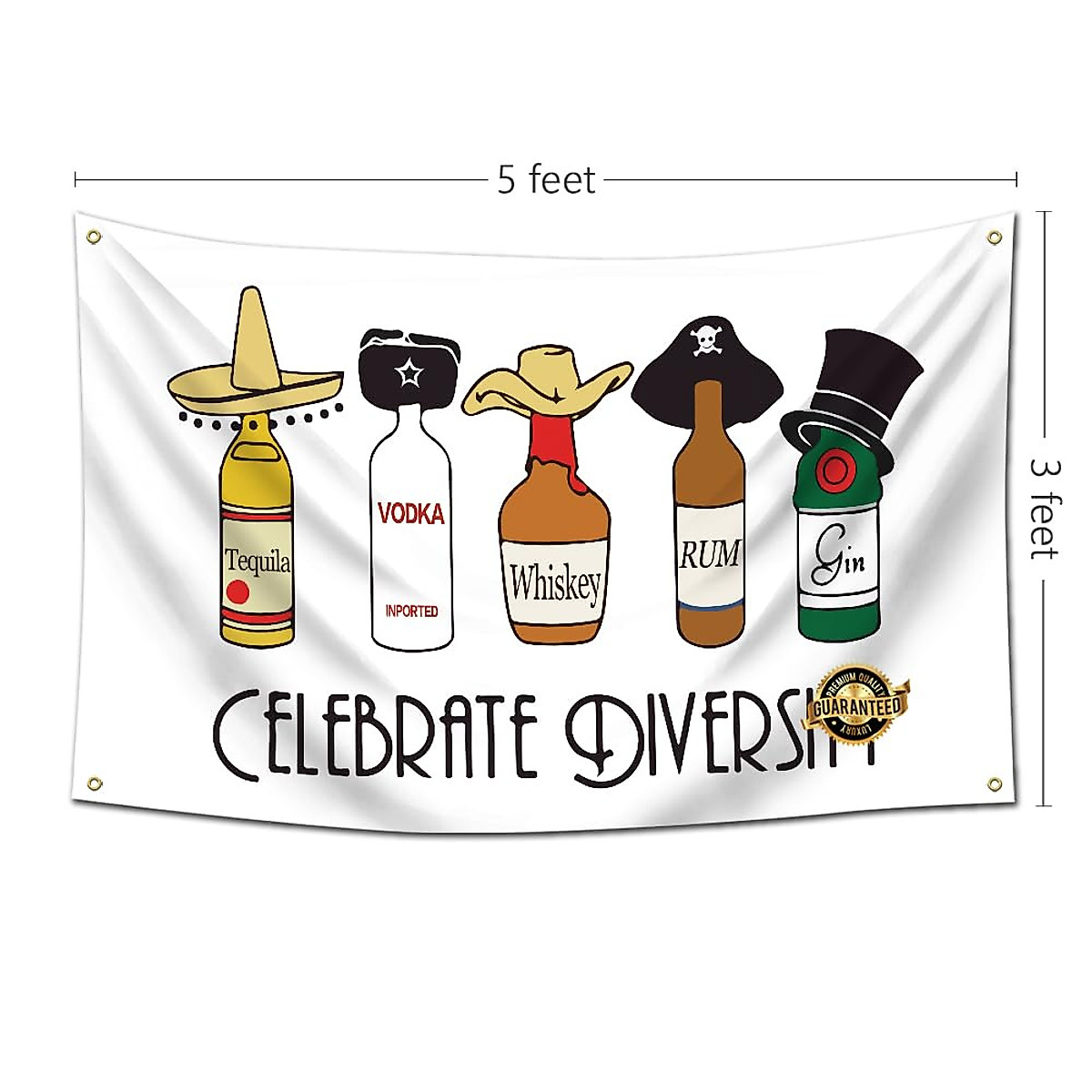 Celebrate Diversity Flag For Room Guys,3x5 ft Banner,Funny Poster Durable Man Cave Wall Flag with 4 Brass Grommets for College Dorm Room Decor,Outdoor Party