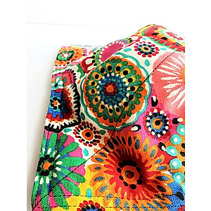 Fun Novelty Print Microwave Bowl Cozy - 8.5 inches for up to 8 inch bowls - Homemade in Texas, USA (Fiesta - Multi)