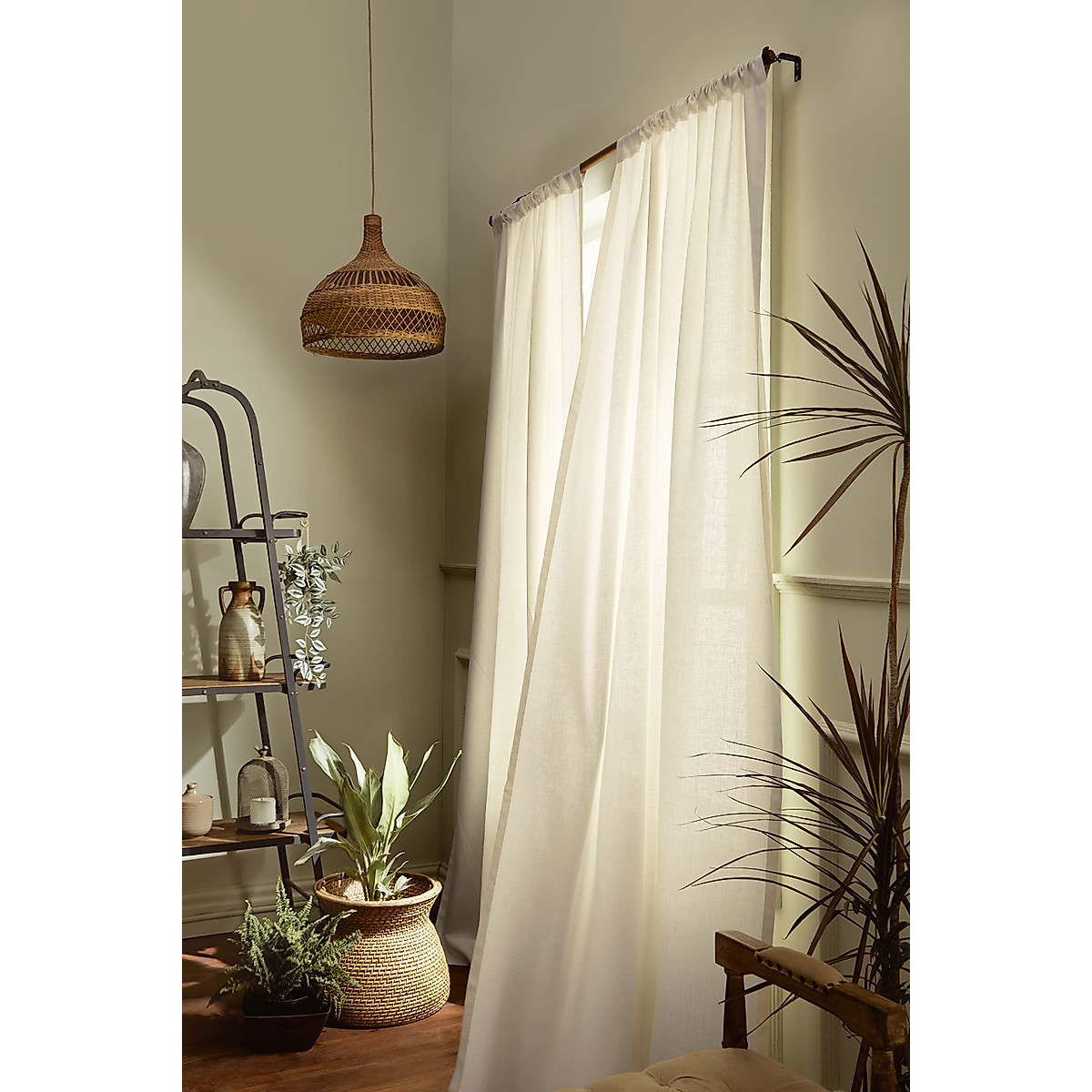 Solino Home Linen Curtain 84 Inches Long – Ivory 52 x 84 Inch Light Filtering Rod Pocket Curtain – 100% Pure Linen European Flax Window Curtain Panel for Bedroom, Living Room