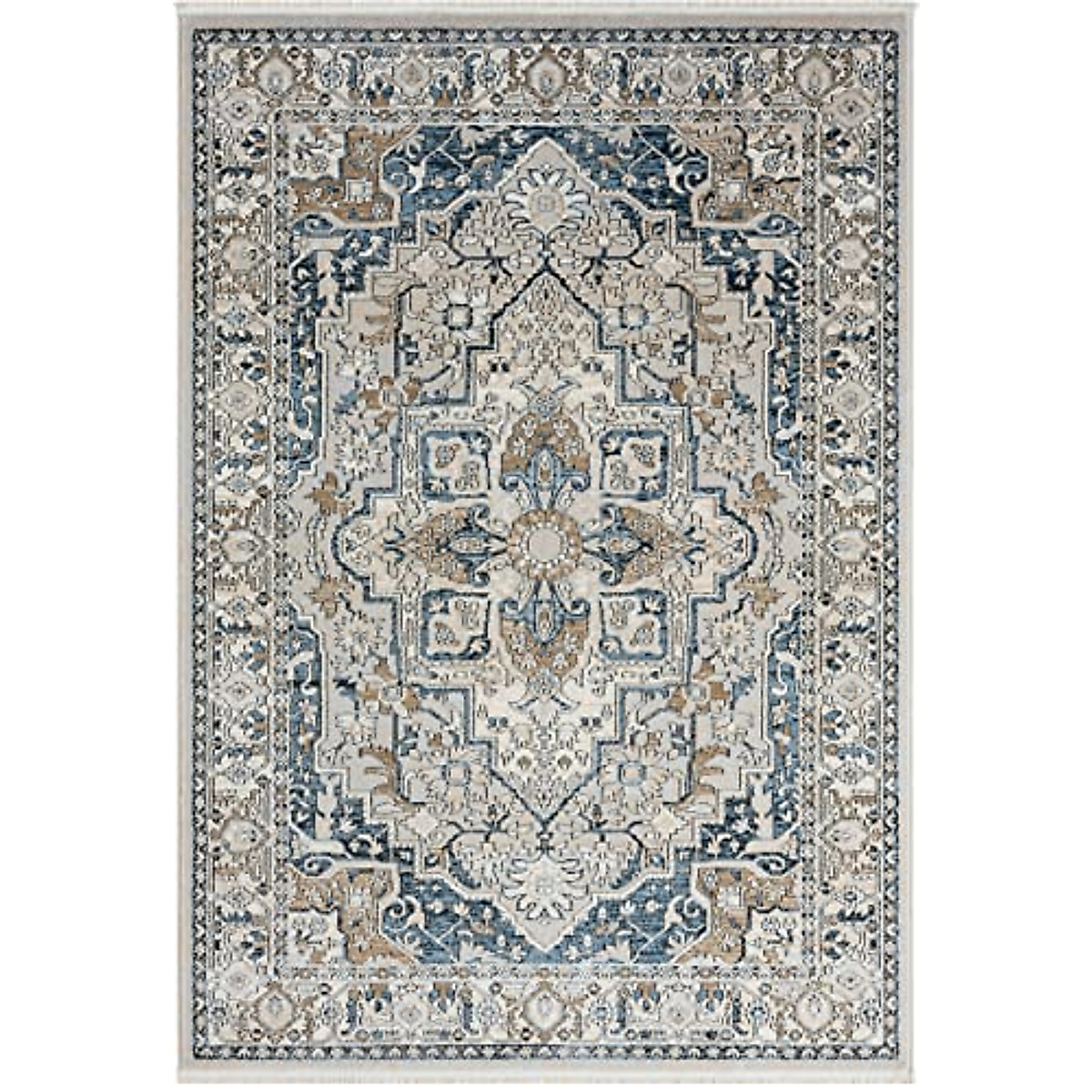 Abani Savoy Collection Area Rug - Blue and Green Vintage Design -7'9"' x 10'2" - Easy to Clean - Durable for Kids and Pets - Non-Shedding - Medium Pile - Soft Feel - for Living Room, Bedroom & Office