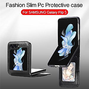 CCSamll for Samsung Galaxy Z Flip 5 Wallet Case with Card Holder, Business Style Premium PU Leather for Protective Phone Case Cover for Samsung Galaxy Z Flip5 5G DK Black