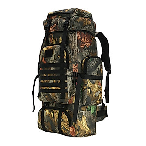 WintMing 70L Camping Hiking Backpack Molle Rucksack Waterproof Traveling Daypack (70L-CamoTabby)