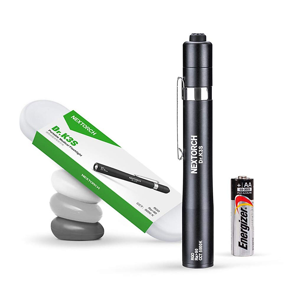 Medical LED Pen Light with Pupil Gauge for Doctor Stethoscope Healthcare Nursing School Students Light with AAA Battery (Yellow)