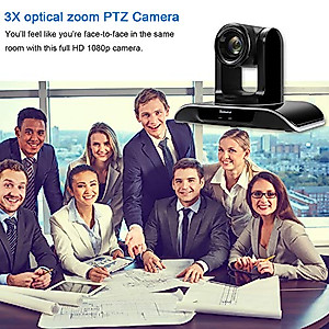 Tenveo Conference Room Camera Video conferencing System Bundle with Bluetooth Speaker for Business Meetings (3X Zoom VHD3U + A2000B)