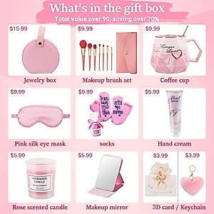 Gifts for Women, 10pcs Unique Birthday Gifts for Women, Mom, Wife, Girlfriend, Sister, Her, Best Friend,Colleague,Christmas, Valentine's Day, Mother's Day Gift Basket-Pink