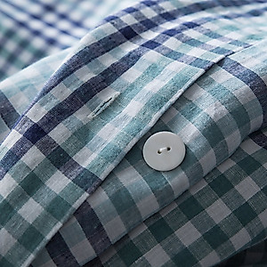 Merryfeel Linen Duvet Cover Set King,100% French Linen Yarn Dyed Check Duvet Cover Set, Luxurious Bedding for All Season - King - Yarn Dyed Check