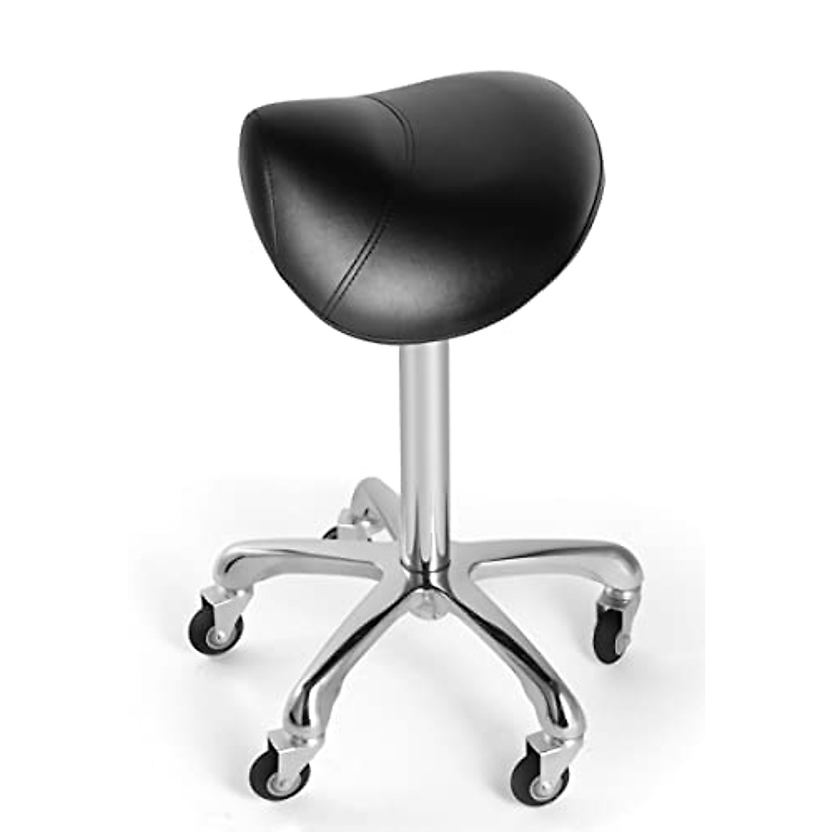Beauty Saddle Stool Rolling Swivel Chair for Massage Clinic Spa Salon Office Adjustable with Wheels(Black)