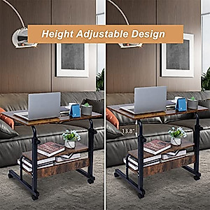 Laptop Desk Adjustable Desk Small Standing Desk Home Office Desks for Small Spaces Portable Desk Table for Bedrooms, 31.5" Rustic Uplift Study Desk Mobile Rolling Computer Work Desk on Wheels (Rustic)