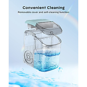 Nugget Ice Maker Countertop - Silonn Pebble Ice Maker Machine with Self-Cleaning Function, 33lbs/24H, Ice Makers for Home/Kitchen/Office, Green