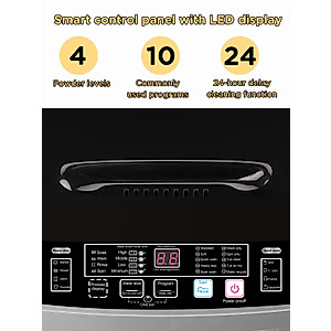 Krib Bling 17.7 lbs Full-Automatic Washing Machine with LED Display, Portable Compact Laundry Washer with Drain Pump, 10 Wash Programs 8 Water Levels, Grey