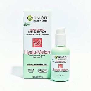 Garnier Green Labs Hyalu-Melon 3-in-1 Replumping Serum Cream with Hyaluronic Acid, 24h Moisture + Serum + SPF 30, 2.4 Fl Oz (72mL), 1 Count (Packaging May Vary)