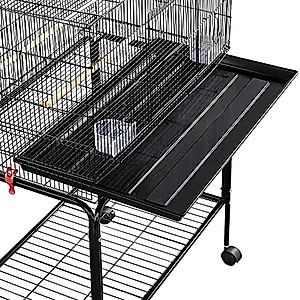 Yaheetech 47-inch Rolling Breeding Flight Bird Cages for Parakeets Budgies Finches Cockatiels Conures Lovebirds Canaries Parrots w/Detachable Stand, Black
