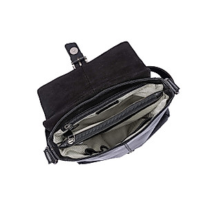 Zinda Genuine Leathers Women's Handbag Flap Over Crossbody Shoulder Sling Multiple Pockets (Black)