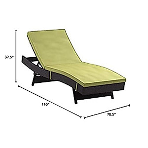 Modway Convene Wicker Rattan Outdoor Patio Chaise Lounge Chairs in Espresso Peridot - Set of 4