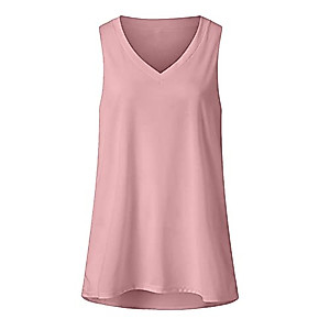 Pvkarhg Lightning Deals of Today Prime Clearance Tank Top for Women Gifts for Friends Female Summer Tank Tops Solid V Neck Sleeveless Shirts Loose Fit Tunic Blouses Dressy Casual Workout T