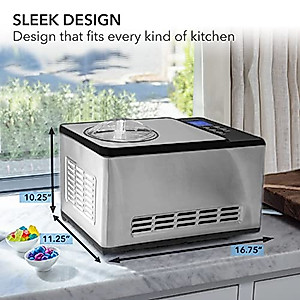 Whynter ICM-220SSY Automatic 2 Quart Capacity Stainless Steel Bowl & Yogurt Function, Built-in Compressor, no pre-freezing, LCD Digital Display, Timer, Stainless Steel-Ice Cream + Yogurt Maker