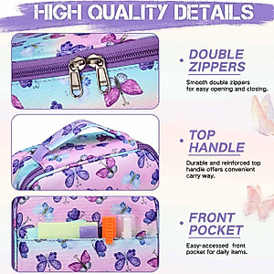 Kasqo Large Pencil Case, Marker Pencils Pouch Bag Holder Polyester Stationery Storage Multiple Compartment Top Handle for Middle High School Office College Student Girl Women Adult Teens, Butterfly