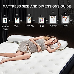 Molblly Queen Mattress, 10 Inch Hybrid Mattress in a Box, Gel Memory Foam Mattress,Individually Wrapped Pocket Coils Innerspring Mattress, Non-Fiberglass,Queen Size Mattress, 60x80x10 Inch,