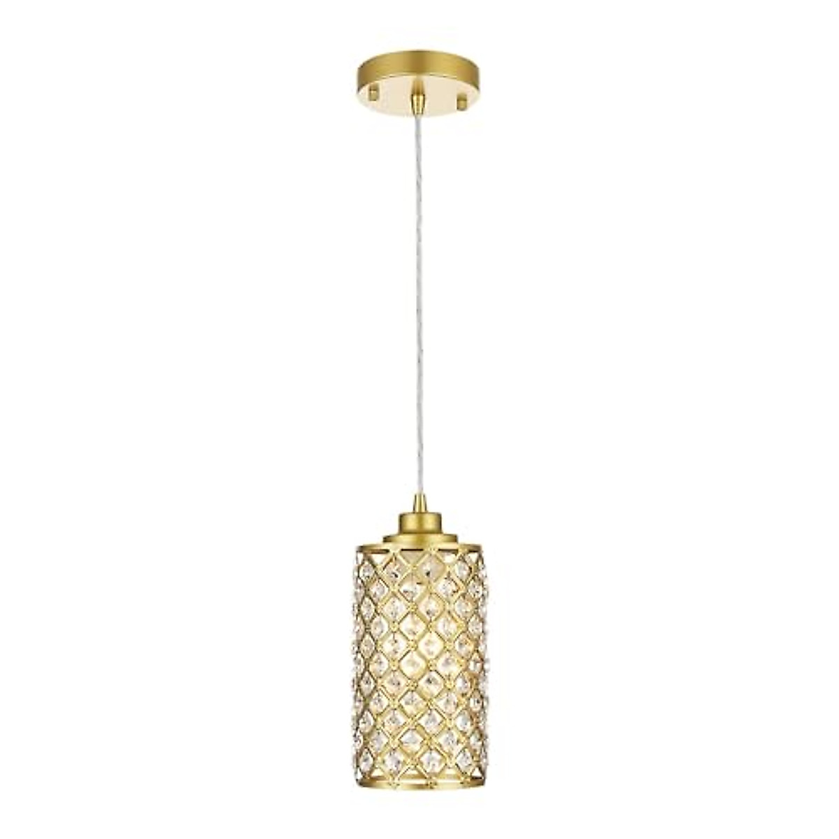 Niloah Gold Pendant Lights Kitchen Island, 1-Light Mini Single Gold Pendant Light, Adjustable Crystal Pendant Light, Kitchen Island Pendant Lighting