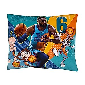 Warner Brothers Space Jam Blue, Orange and Teal Looney Tunes Super Soft Decorative Throw Pillow