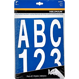 Hillman 847017 3" Peel-Off White Vinyl Letters & Numbers Pack