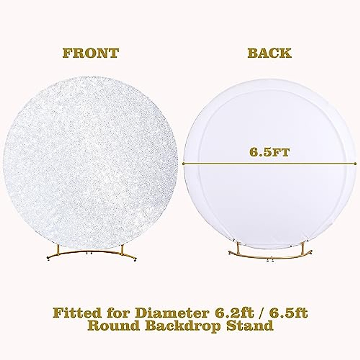 Silver Round Backdrop Cover 6.5ft Sequin Circle Backdrops Curtain Photo Backdrop Arch Covers for Wedding Party Baby Shower Bridal Shower Photography Birthday Prom Background Decorations