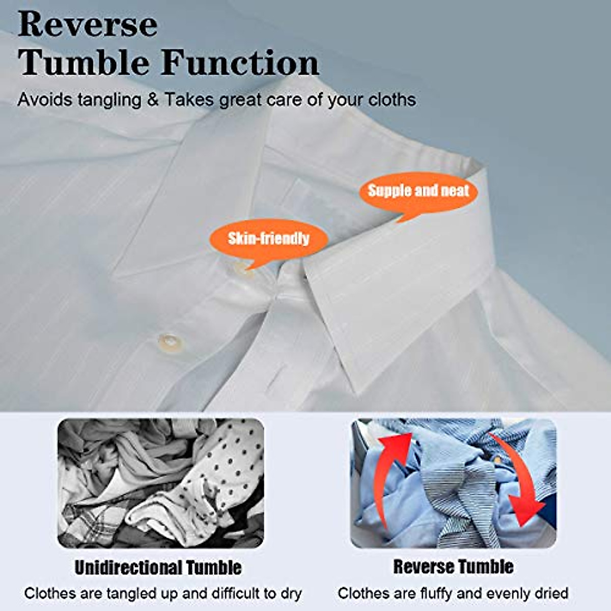 Julimoon 1700W Portable Laundry Dryer, 13.2 lbs Capacity Tumble Dryer with Stainless Steel Tub, Control Panel, Compact Clothes Dryer for Apartments, Home, Dorm, White