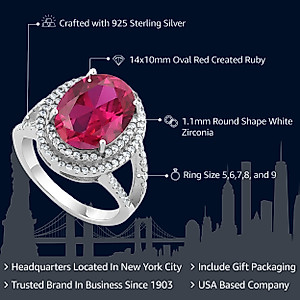 Gem Stone King 925 Sterling Silver 14X10MM Oval Gemstone Birthstone Ring For Women | Wedding Engagement Anniversary Promise Ring For Women | Available In Size 5, 6, 7, 8, 9