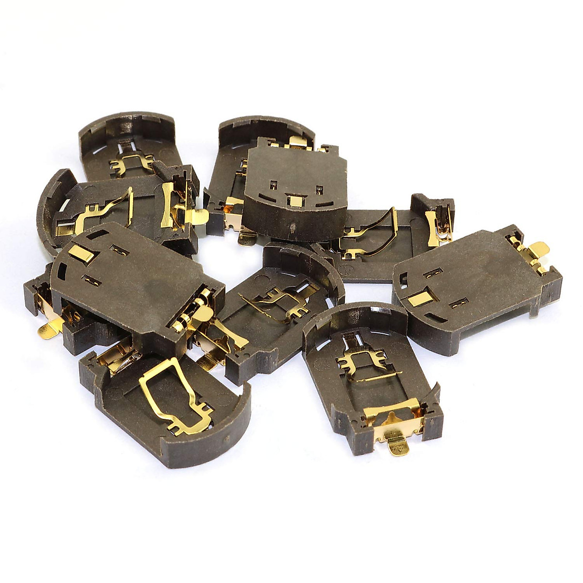 RuiLing 10-Pack CR2032 Button Cell Battery Socket Case BS-8 Gold-Plated Battery Holder for SMD SMT 3V