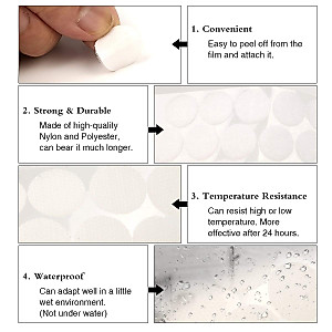 Self Adhesive Dots,1100pcs(550 Pairs) 0.59" Diameter Strong Sticky Back Hook Nylon Coins, 15mm Loop Strips with Waterproof Glue Tapes, Perfect for School Classroom ,Office, Home(White)