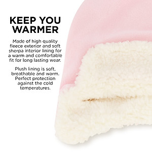 Rising Star Baby Girl's & Boy Infant Winter Mittens Set Sherpa Lined with Earflaps-Newborn Trapper Hat 0-24 Months, Pink