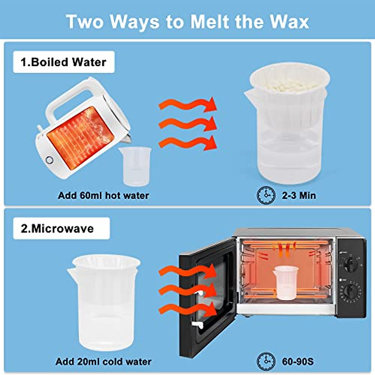 Keethem Nose Wax Kit for Men and Women - Instant Hair Removal, 100g Hard Wax, 20 Applicators, 10 Mustache Guards, and 10 Paper Cups - Painless, Safe, and Long-Lasting Results with 20x Usage - Black Applicators