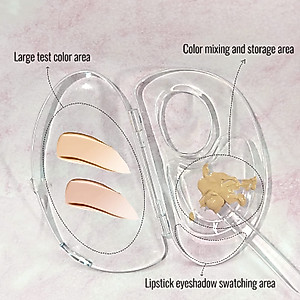 Erinde Handheld Makeup Mixing Palette, Acrylic Transparent Mixing Foundation Tray for Makeup Artist and Beginner, Lipstick Eyeshadow Foundation Color Test Art nail Palette With Foundation Spatula