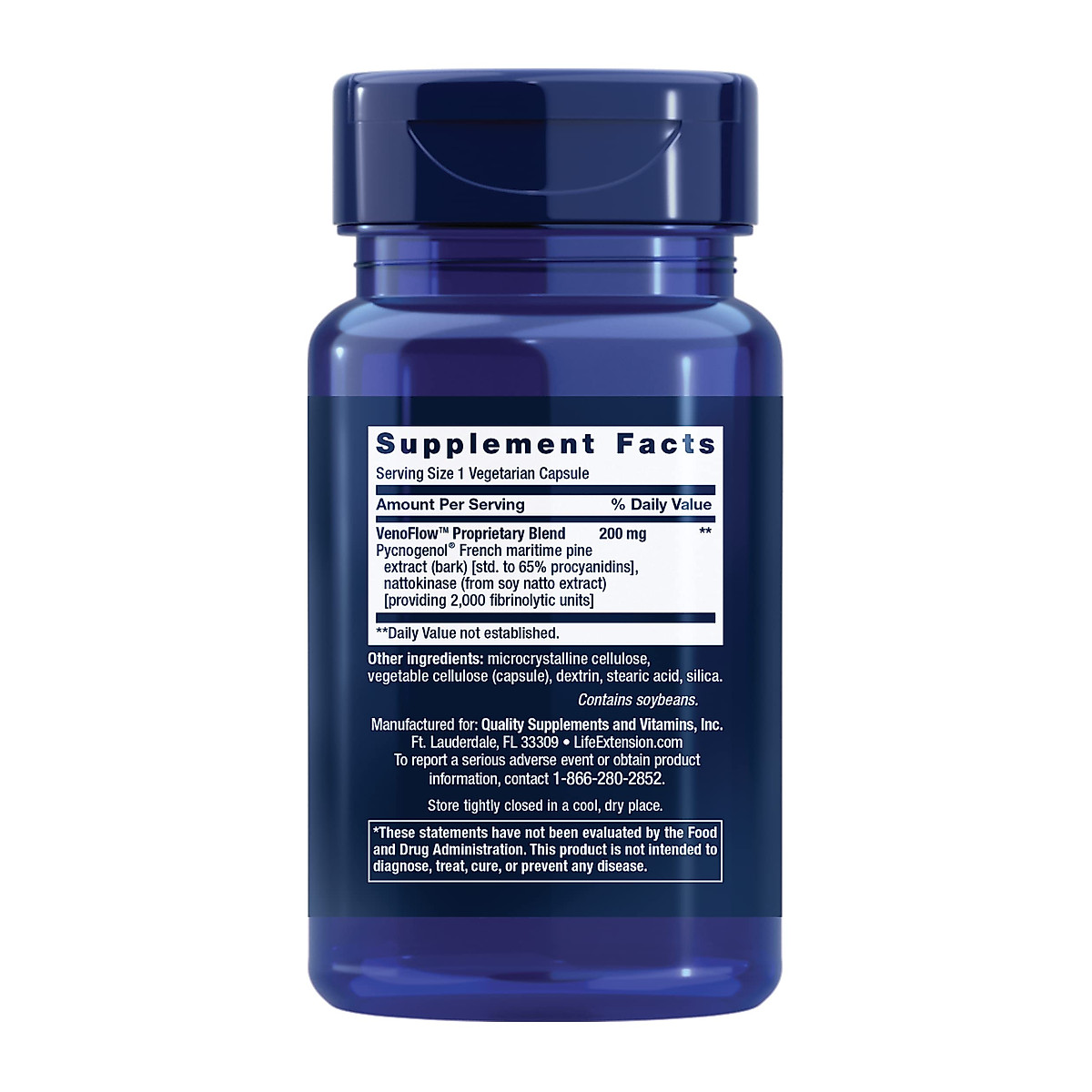 Life Extension VenoFlow - French Maritime Pine Bark and Soy Natto Extract Supplement for Healthy Blood Flow Circulation and Vascular Health – Gluten-Free, Non-GMO, Vegetarian – 30 Capsules