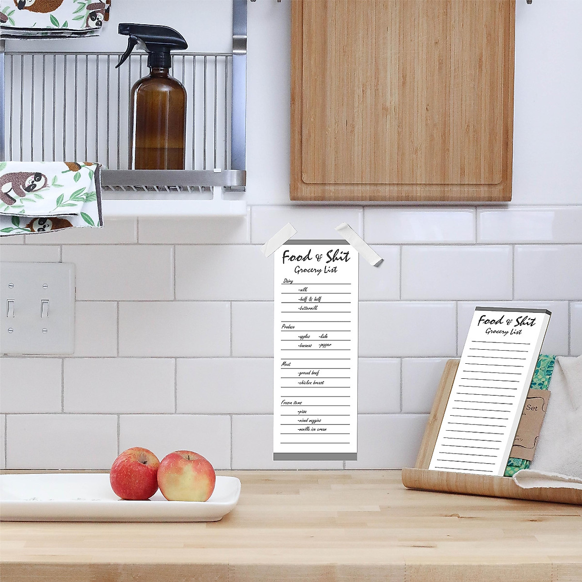 100 Pages Food&Shit Magnetic Back Funny Grocery List Planner Note Pad To Do List for Fridge Locker (3" x 8")