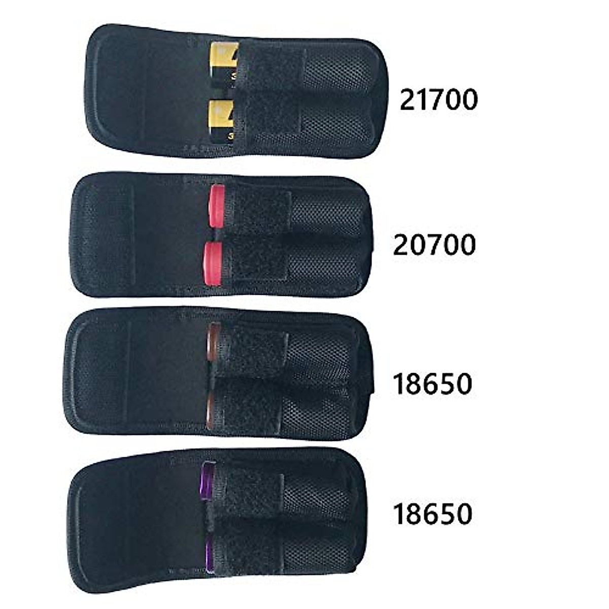4 Pcs of Nylon Case Pouch Holder Bag Storage for 2X18650 or 2X20700 or 2X21700 or 2XCR123A Battery W/Belt Holster (Batteries are not Included) for Samsung INR21700 30T 40T,Sanyo NCR20700B 18650