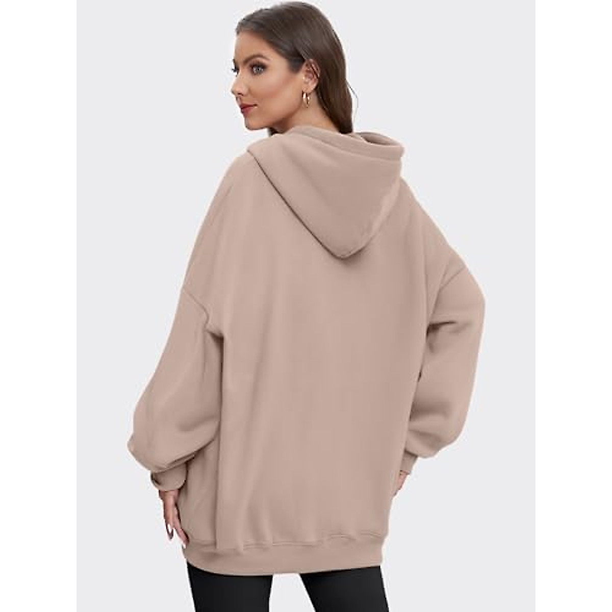 ATHMILE Fall Outfits for Women 2023 Hoodies Oversized Sweatshirt Sweaters Fleece Lined Plus Size Y2K Long Sleeve Tops Casual Fashion Coffee Grey