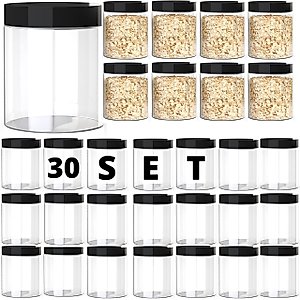 MABUA 8oz Plastic Containers with Lids 30 Pack BPA Free, Clear Empty Refillable Round Sugar Scrub small 8 Oz Plastic Jars with Lids for Cosmetics, Lotions, Body Butter, Liquid Slime & Beauty Products