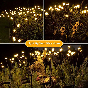 Solar Lights Outdoor, 4Pack Solar Firefly Lights for Outdoor Christmas Decorations, Solar Garden Lights Outdoor Waterproof, Outdoor Solar Lights for Yard, Swaying Outdoor Lights for Patio Decorations
