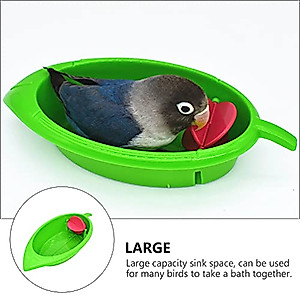 TEHAUX Bird Bath for Cage- Small Tub Bowl for Inside Cage Birdbath Shower for Parrot/Parakeets/Cockatiels/Canary/Budgerigar (Rosy, Green)